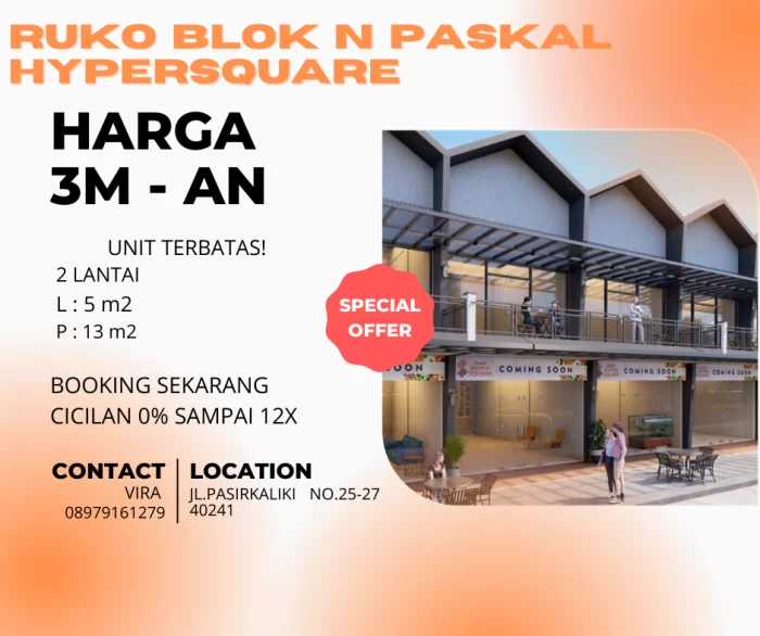 RUKO IMPIAN AT PASKAL HYPERSQUARE BANDUNG. ruko Dijual di kota bandung
